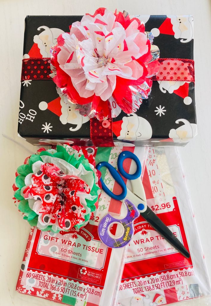 Tissue Paper Bows for Christmas
