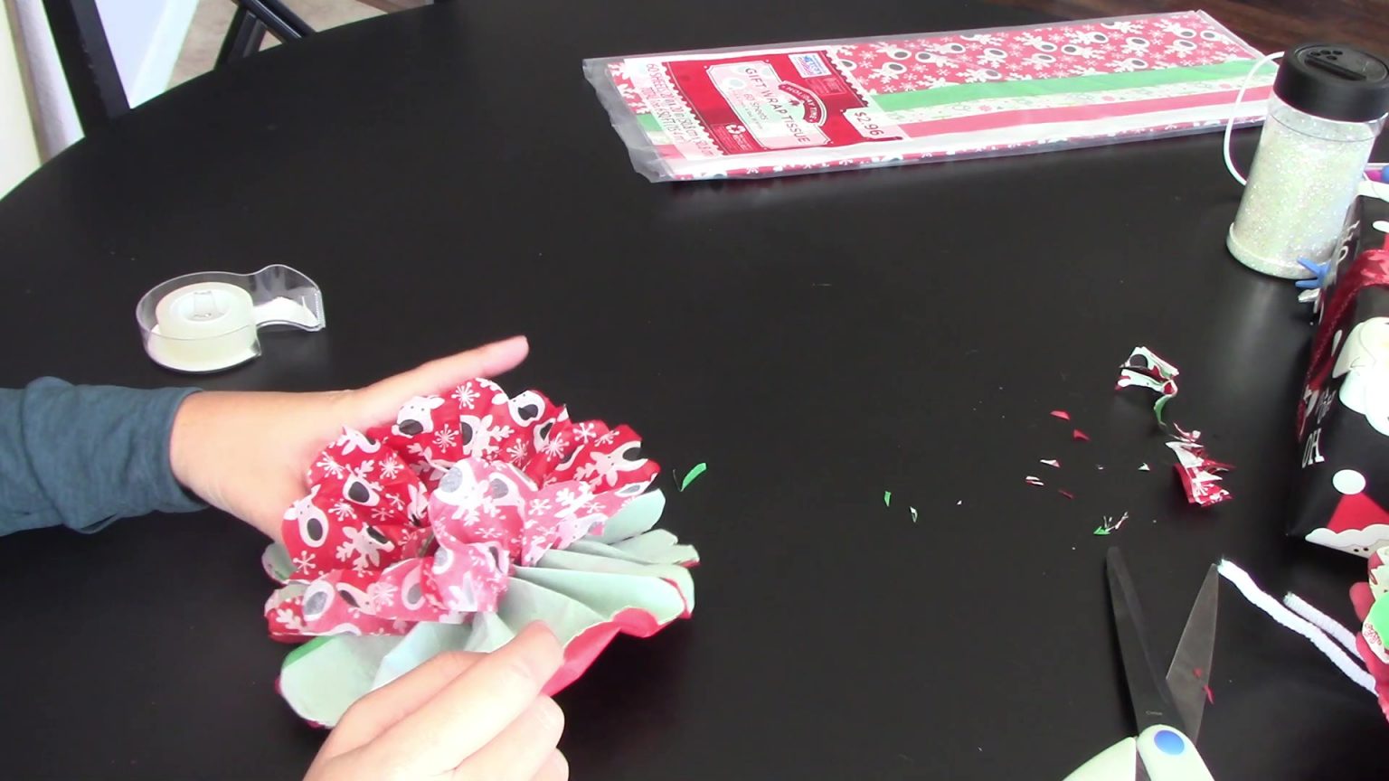 Tissue Paper Bows for Christmas